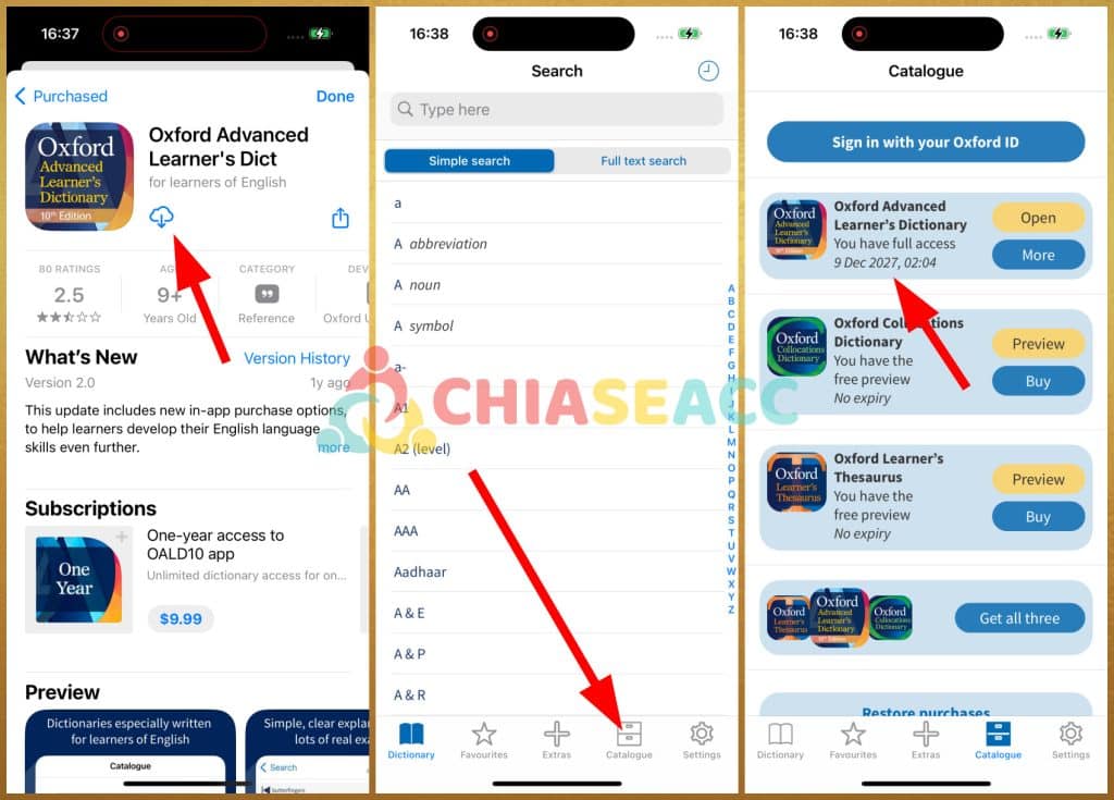 Tài khoản tải OALD 10 full tính năng IOS, Android, Macos