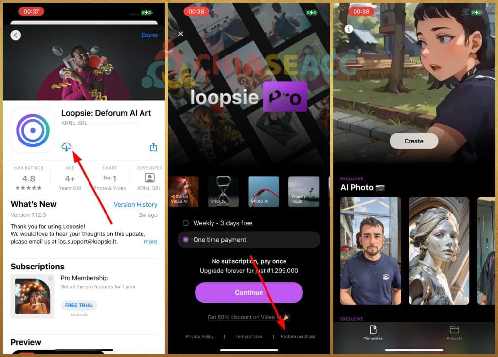 Tài khoản Loopsie PRO full tính năng giá rẻ iPhone/iPad