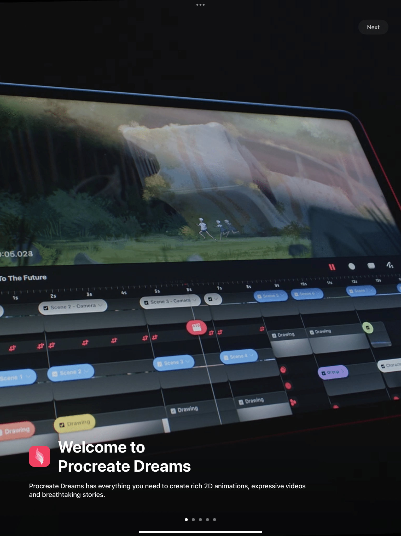 Tài khoản tải Procreate Dreams mở khoá tính năng trên iPad
