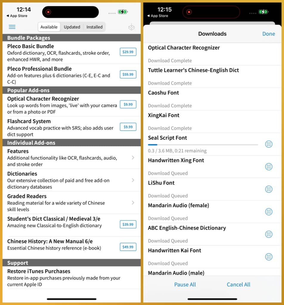 Tài khoản Pleco Chinese Dictionary Pro mở khoá tính năng IOS
