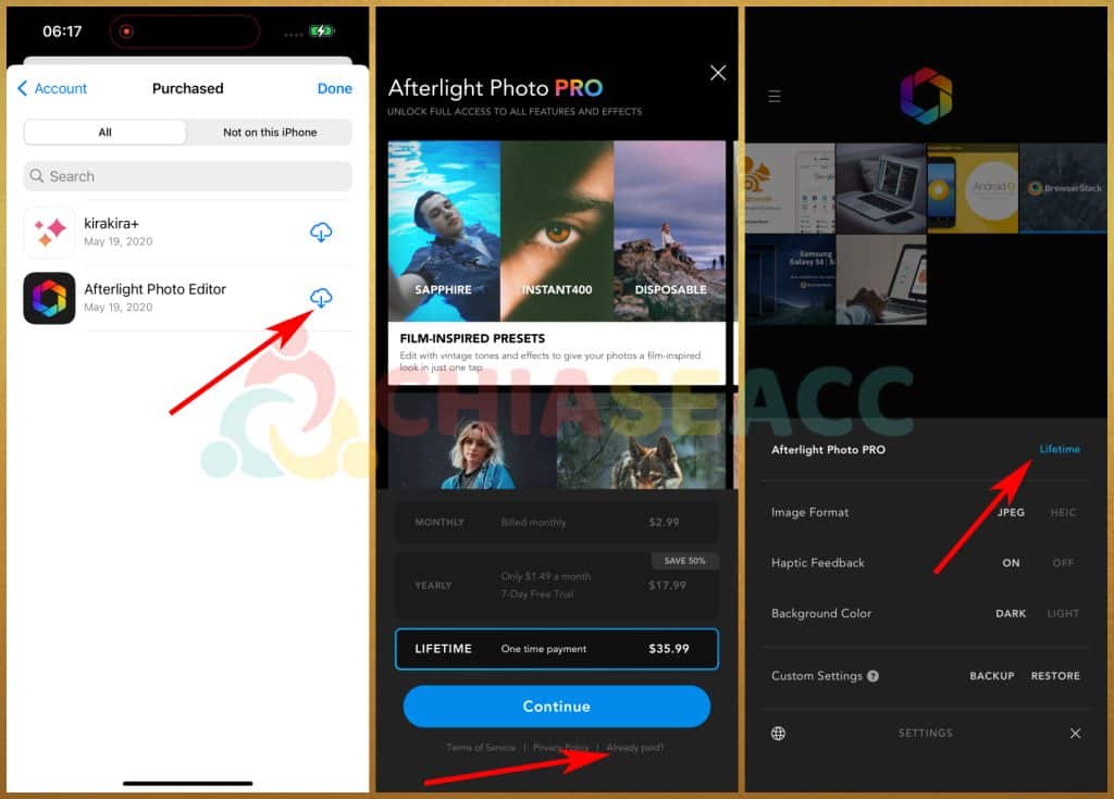 Tài khoản Afterlight PRO full tính năng giá rẻ iPhone, iPad
