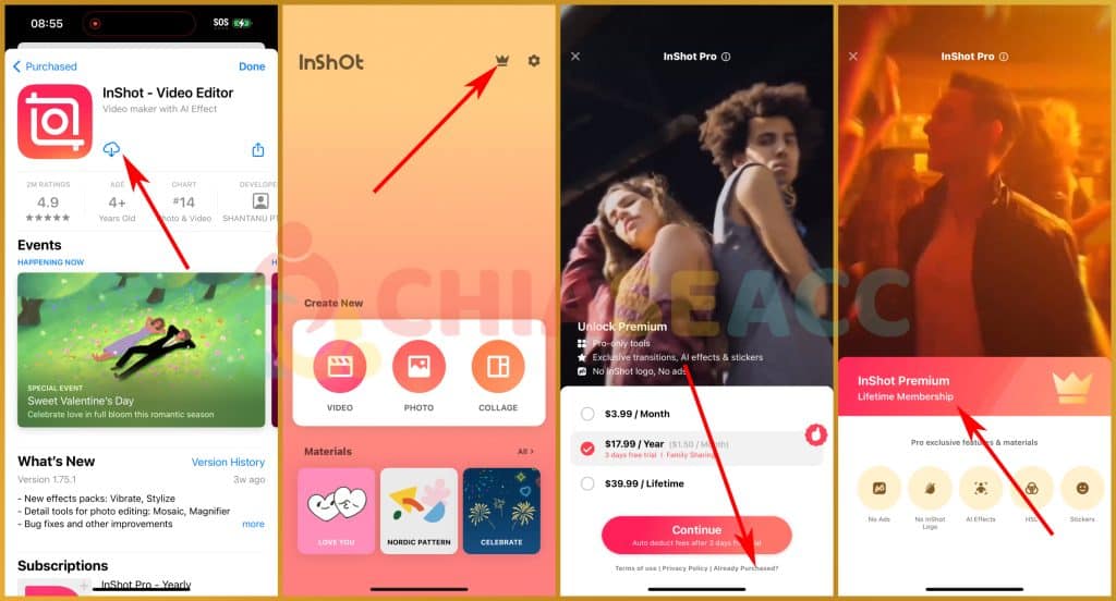 Tải phần mềm InShot Pro vĩnh viễn trên IOS và Android