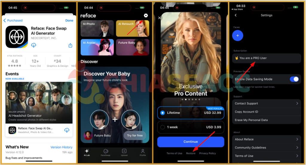 Tài khoản Reface Pro giá rẻ trên iPhone, iPad, Android